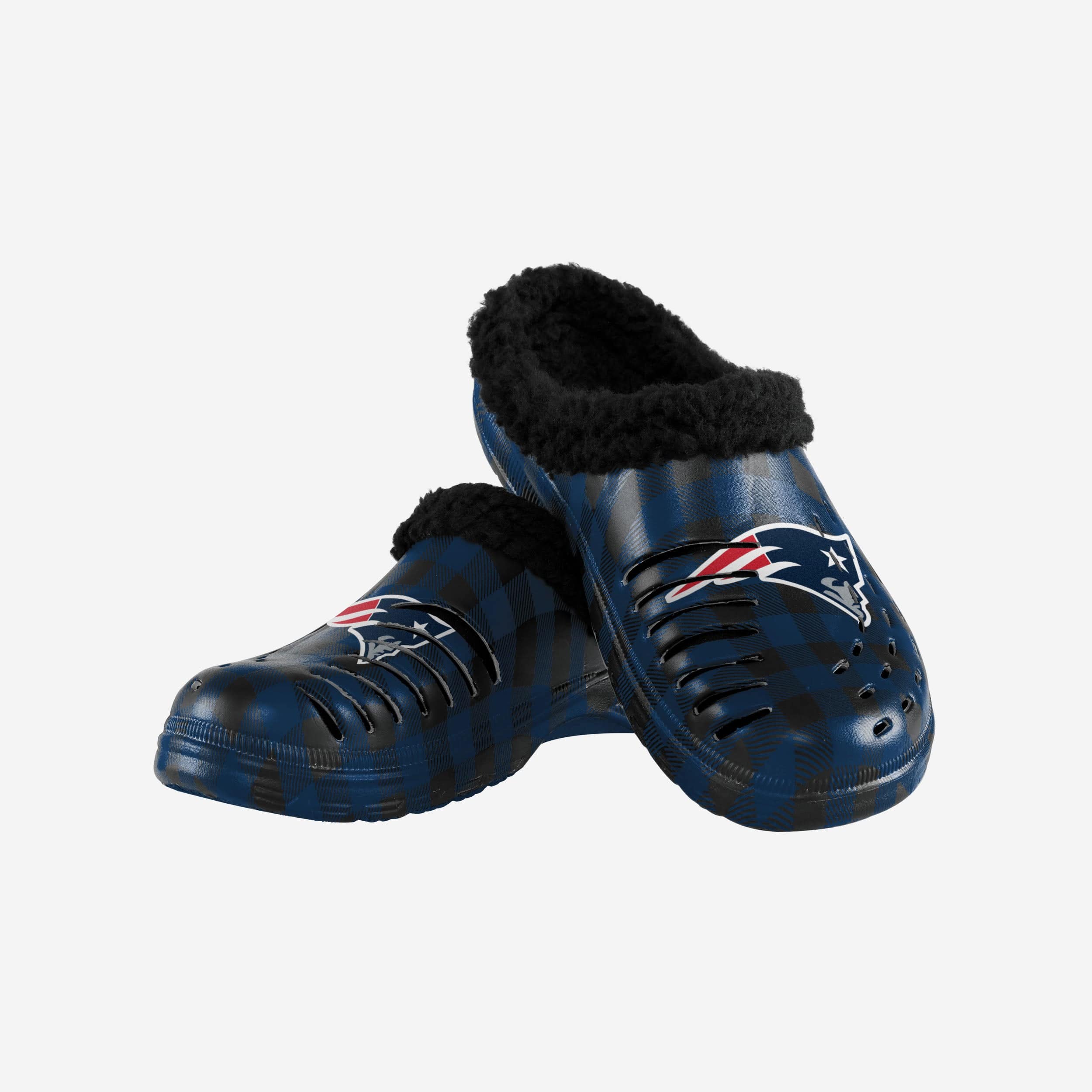 New England Patriots Sherpa Lined Buffalo Check Clog - FOCO
